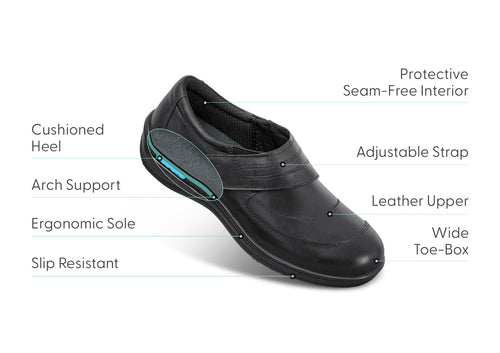 Emily Black Women's Orthotic Slip-on Casual Shoes | OrthoFeet