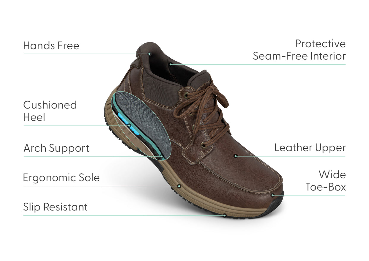 Men's Orthopedic Boots | Verno Hands-Free Boots - Brown – OrthoFeet