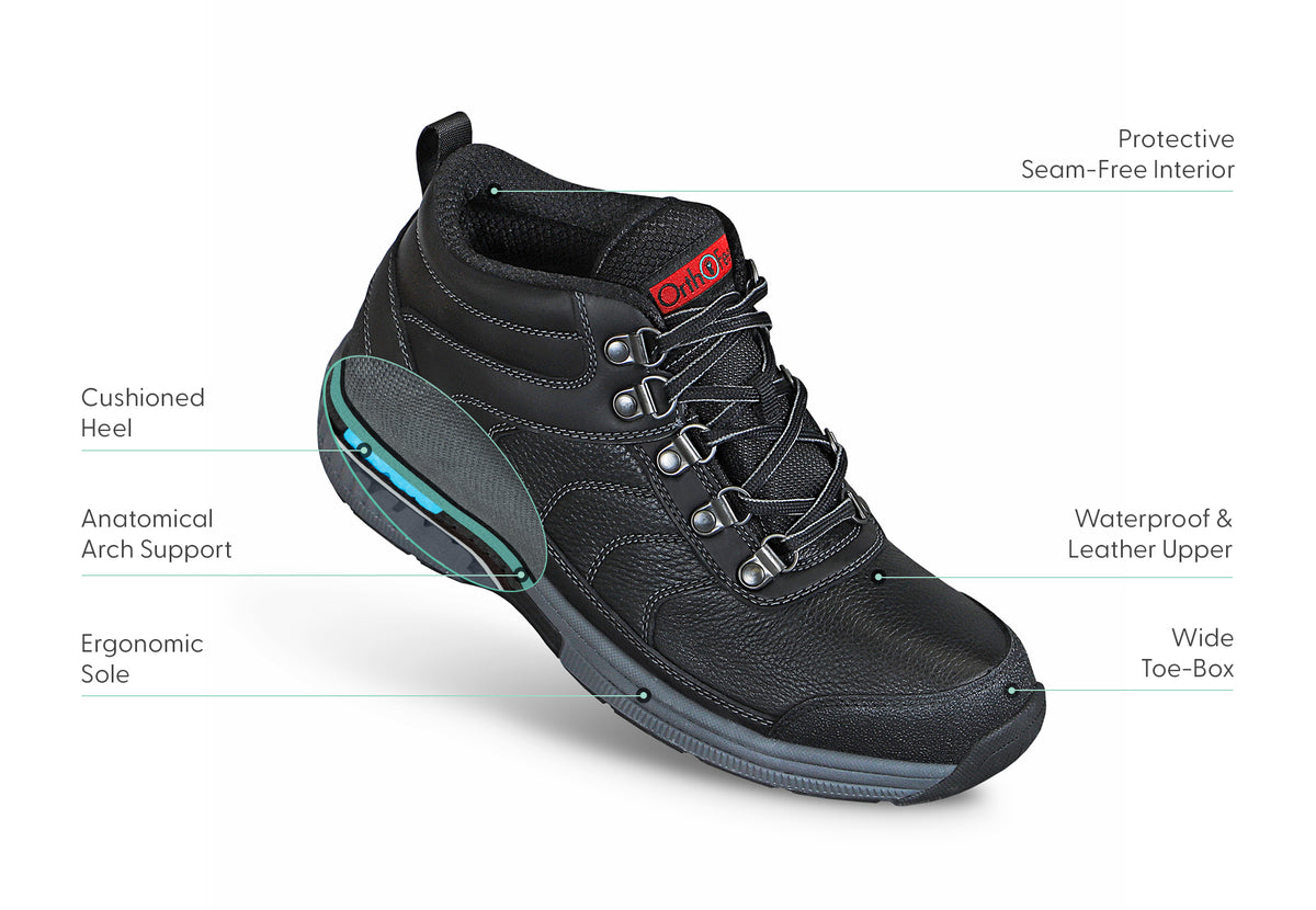 Women's Hiking Boots Orthotic High Top Shoes | Orthofeet Delta Black ...