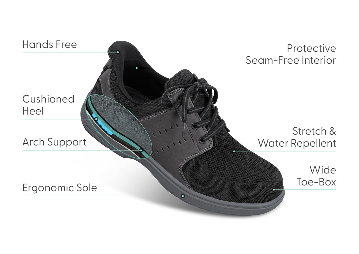Men's Orthopedic Casual Shoes | Siron Hands-Free Shoe - Black – OrthoFeet