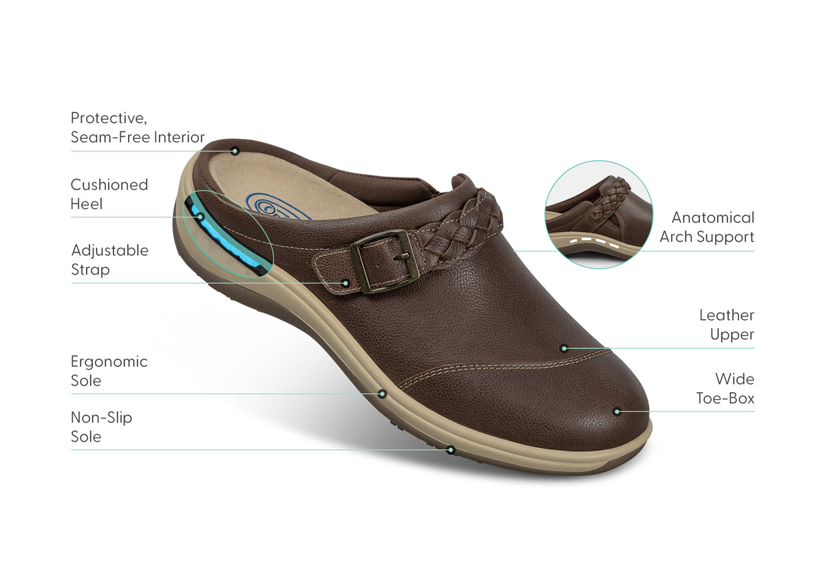 Women's Orthotic Arch Support Slip-on Shoes | OrthoFeet Irma Taupe ...