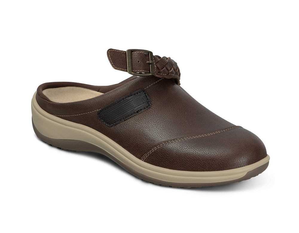 Women's Orthotic Arch Support Slip-on Shoes | OrthoFeet Irma Taupe ...