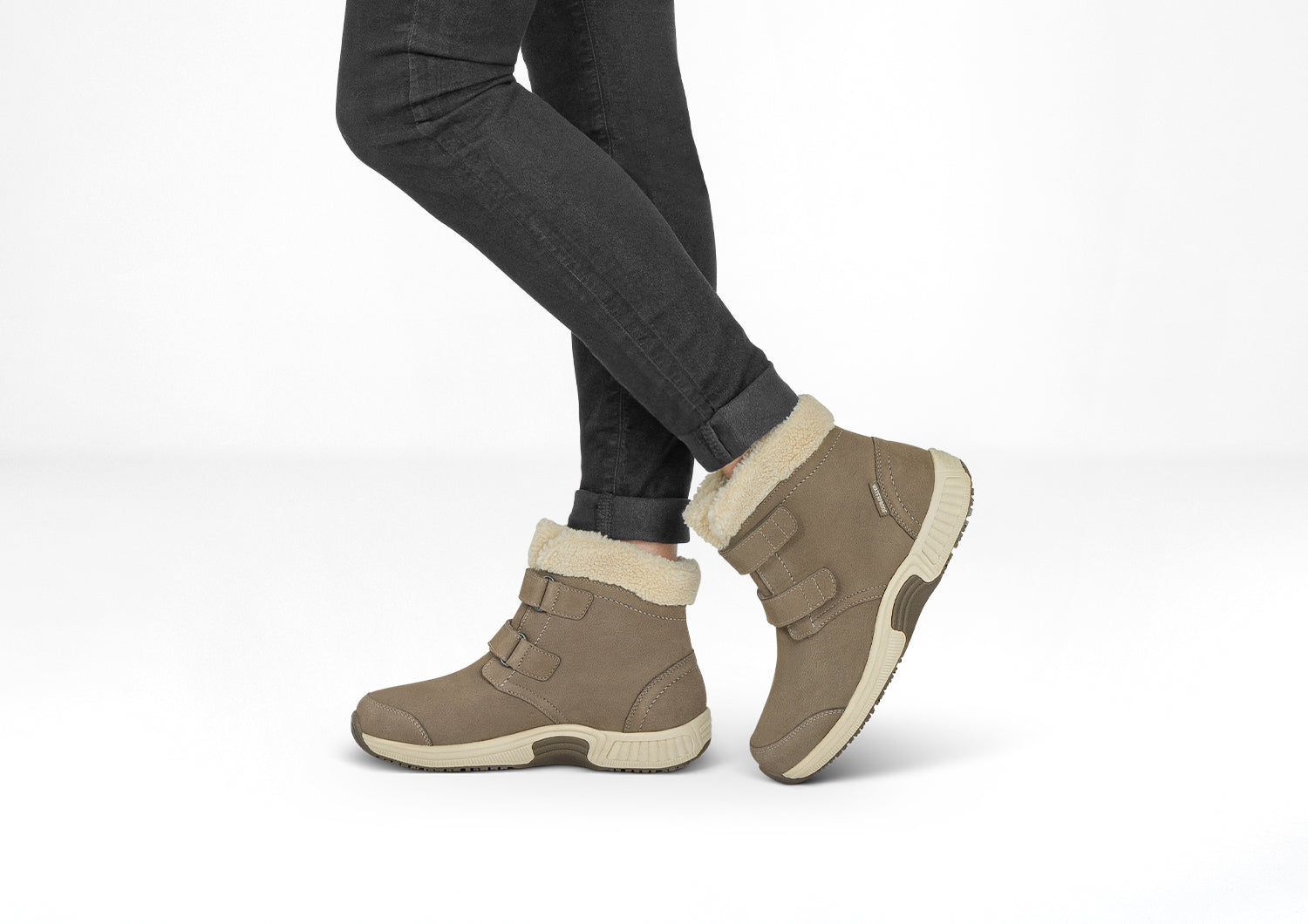 Women's Arch Support Boots | OrthoFeet Florence Taupe Waterproof