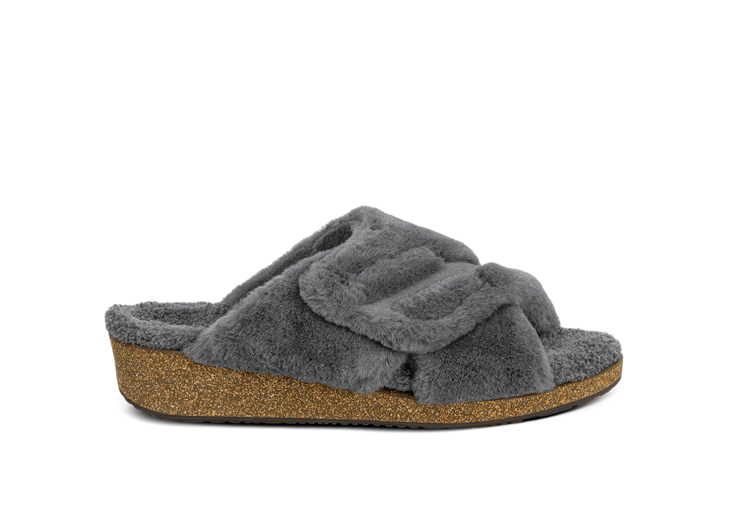 Women's Celine Faux Fur Orthopedic Slippers in Gray – Orthofeet®