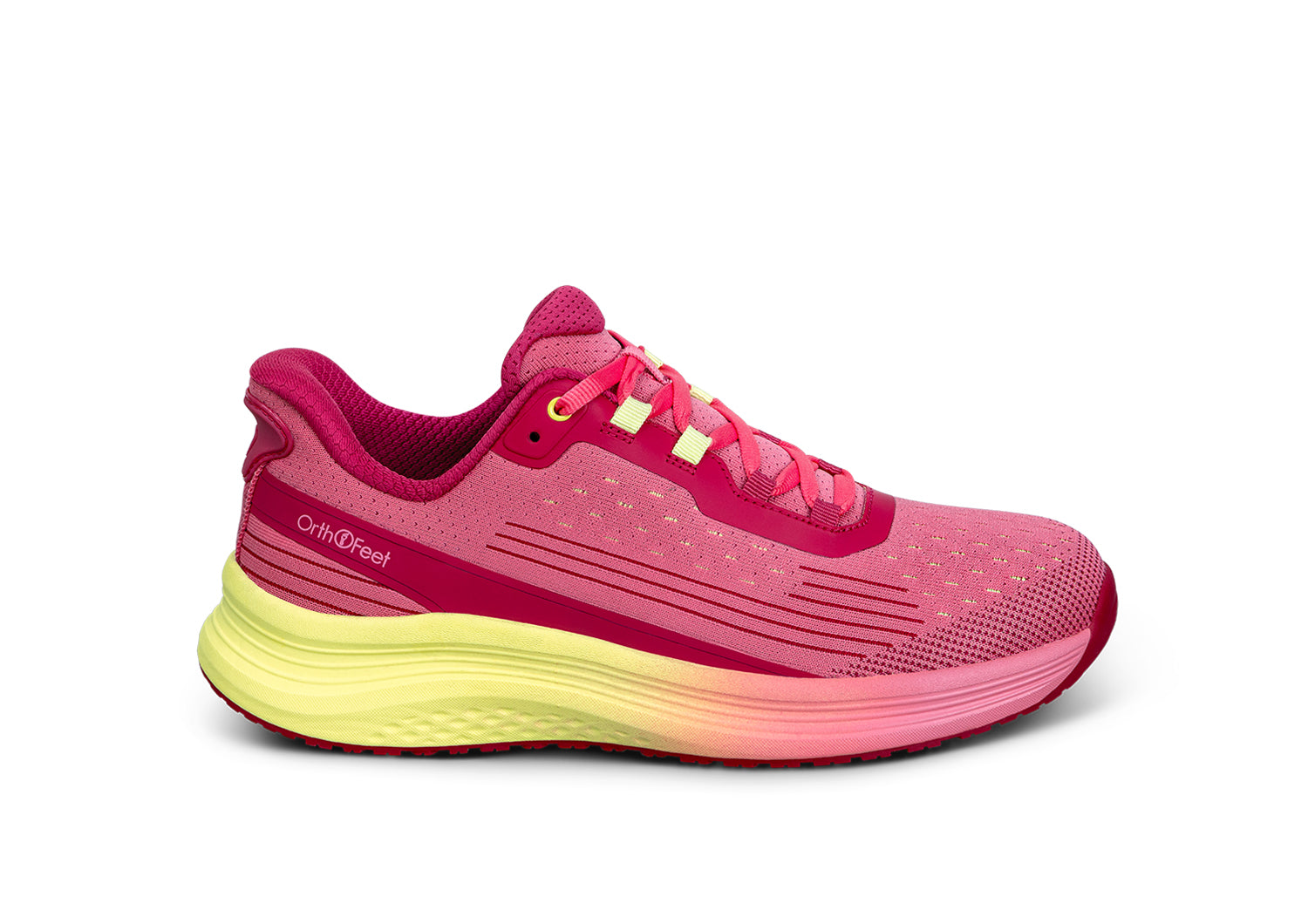 Women's Dart Hands-Free Athletic Sneakers in Fuschia/Yellow – Orthofeet®