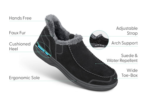Men's Arch Support Slippers | Vito Hands-Free Black OrthoFeet
