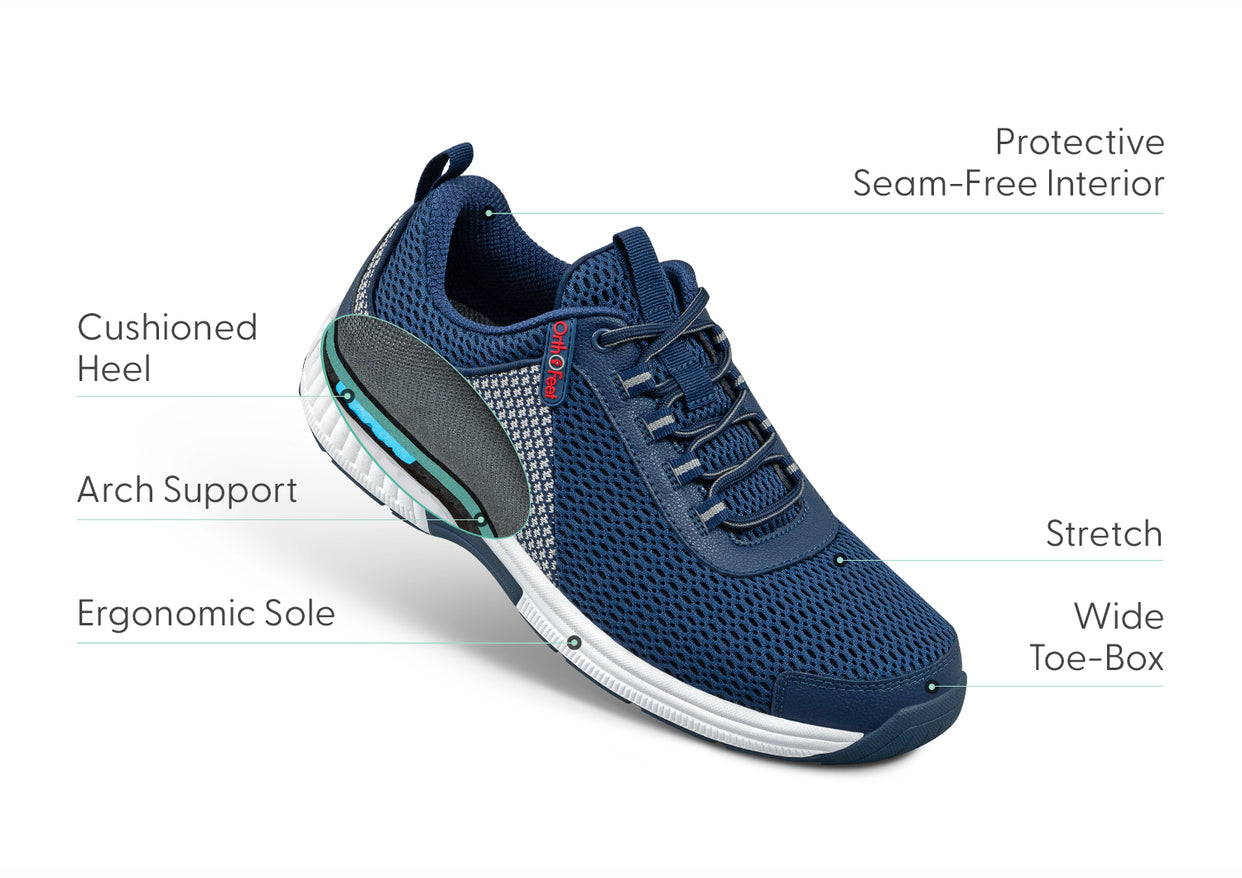 Men's Sneakers Walking Shoes Athletic | Edgewater Blue Orthofeet ...